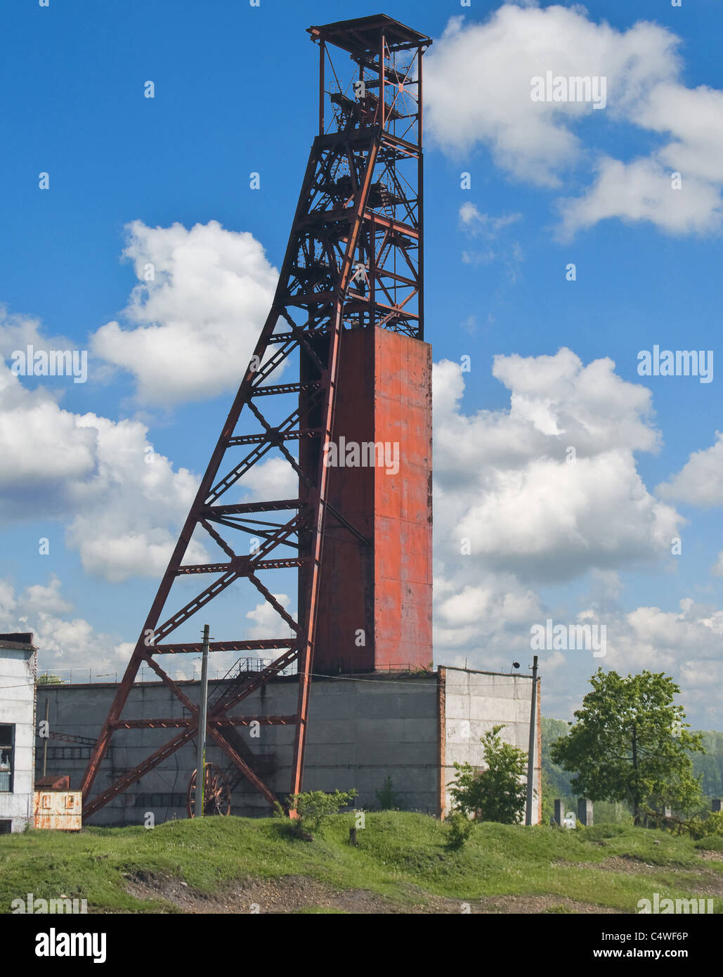 derelict coal mine, showing winding gear Stock Photo - Alamy