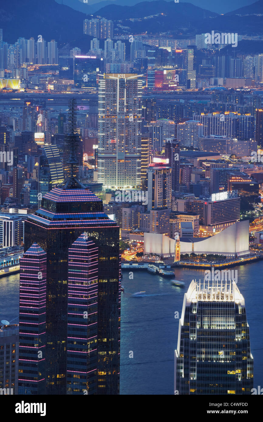 View of The Center and IFC 1 skyscrapers with Kowloon in the background ...