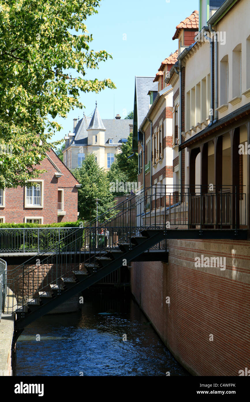 Old houses along a canal in Amiens, France Stock Photo - Alamy