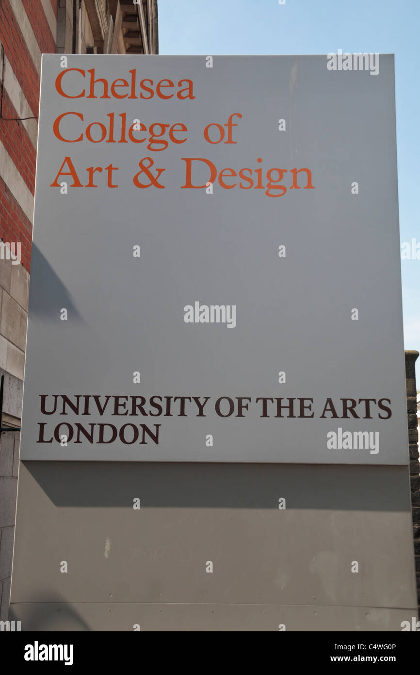 Sign for the Chelsea College of Art & Design, University of the Arts ...