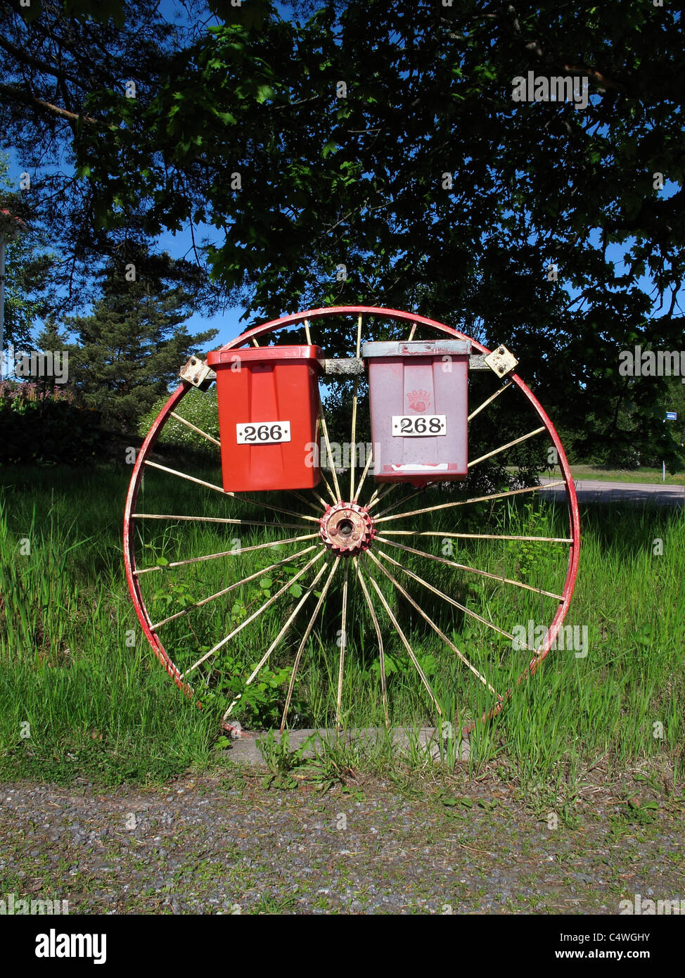 Scandinavia Finland finnish red letter box mailbox Stock Photo - Alamy