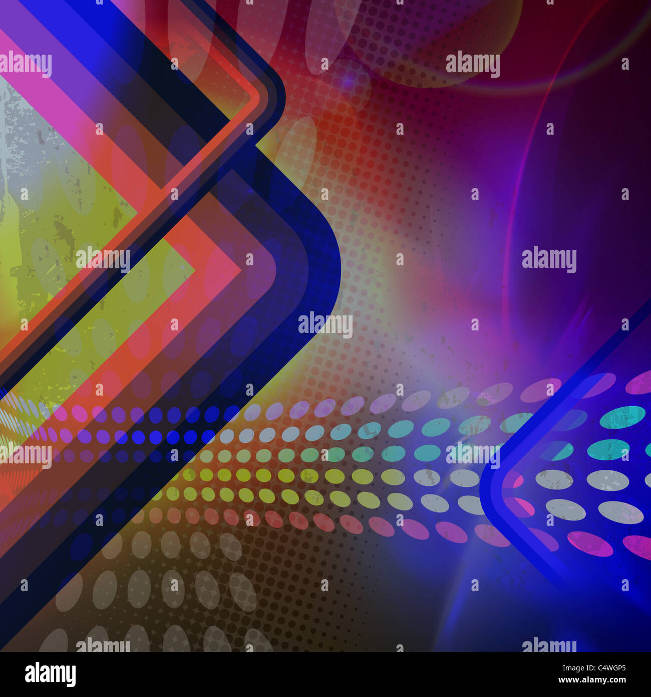 A funky retro background illustration in a rainbow color scheme Stock ...