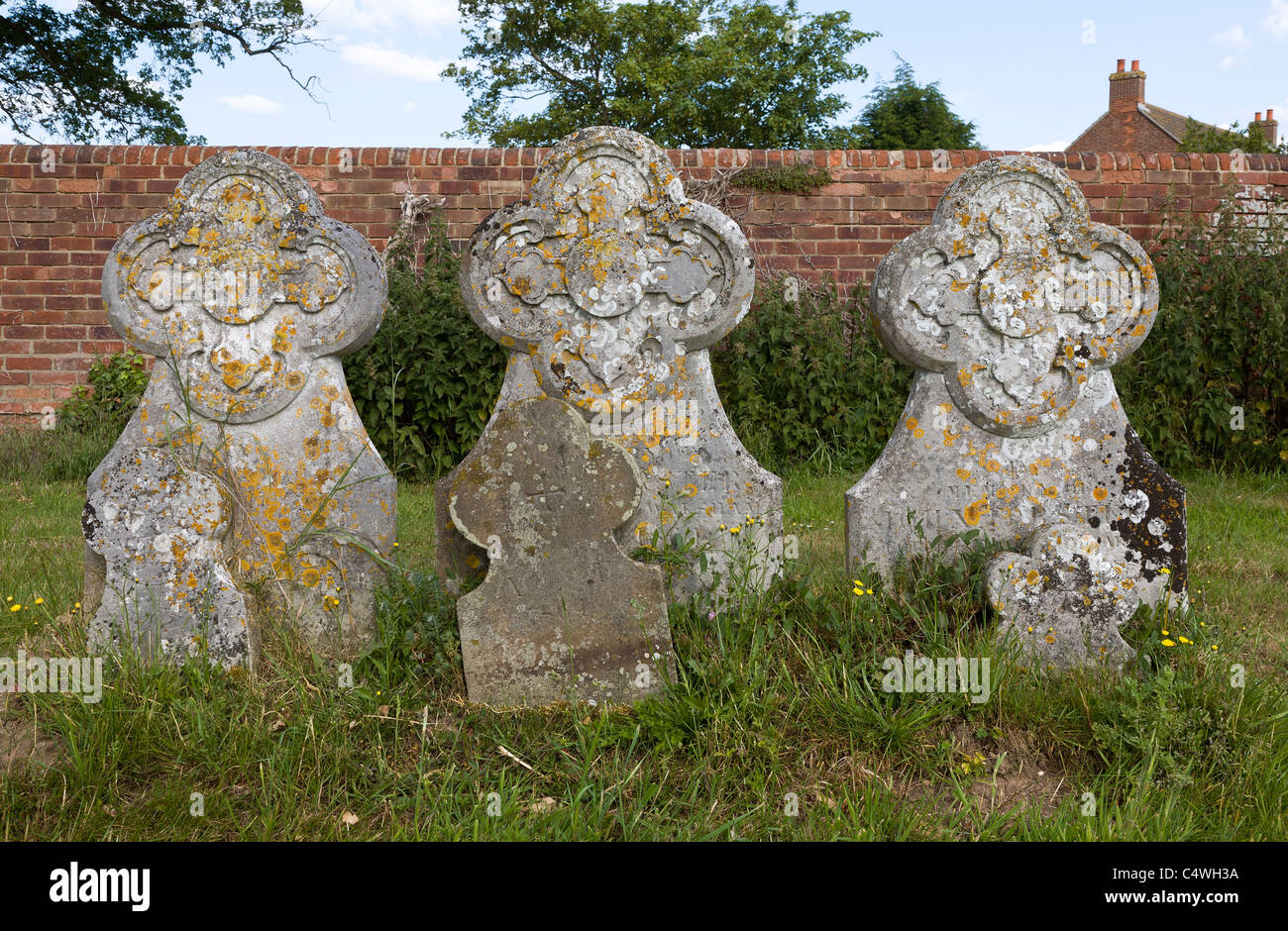 3 headstones with cross symbols. Potter Heigham, Norfolk, England, UK ...