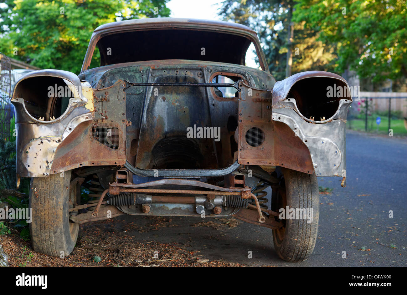 Partially stripped old car with a distinctive design Stock Photo - Alamy
