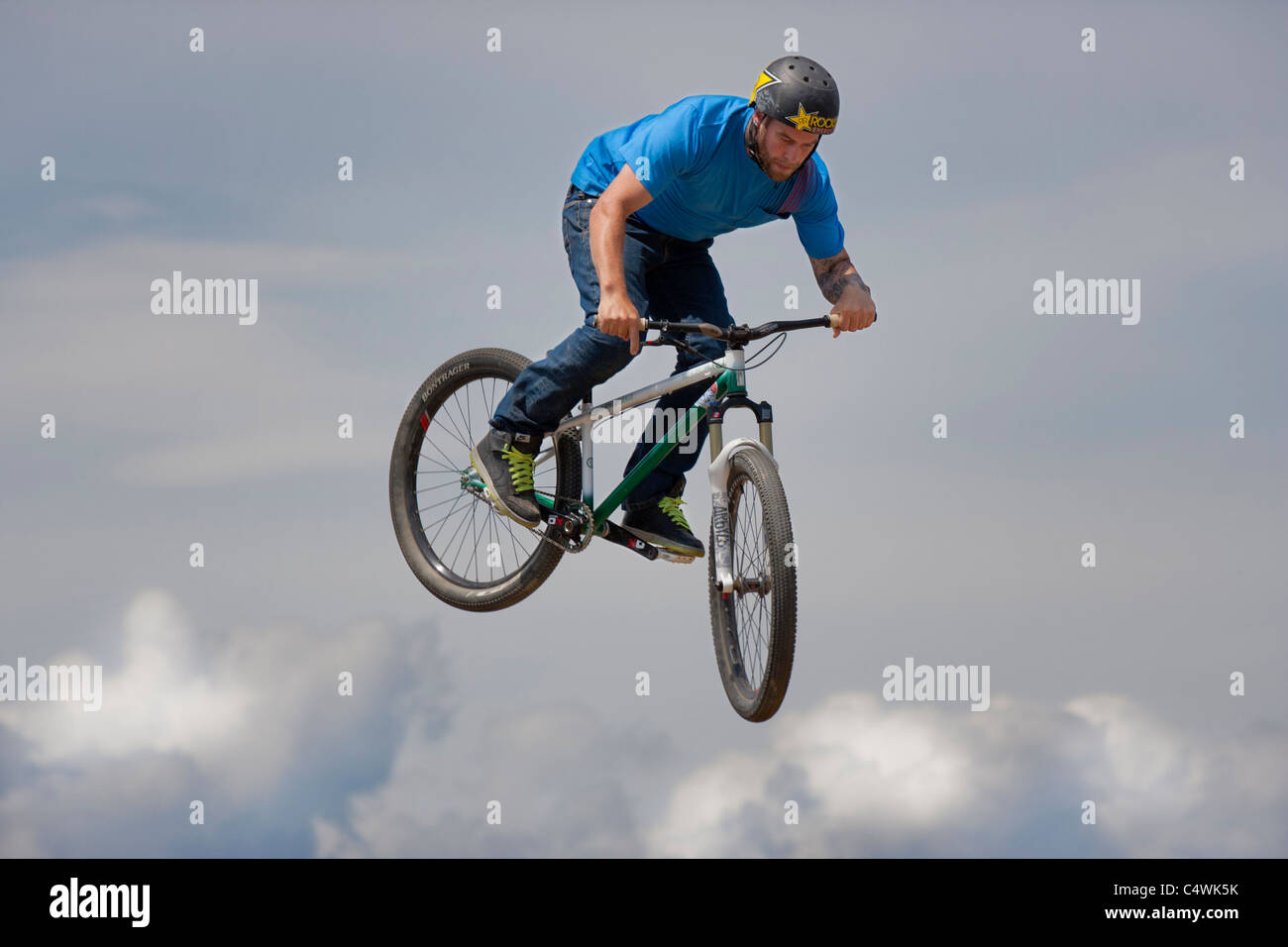Dirt biking Jumpship event on floating barge-Victoria, British Columbia ...
