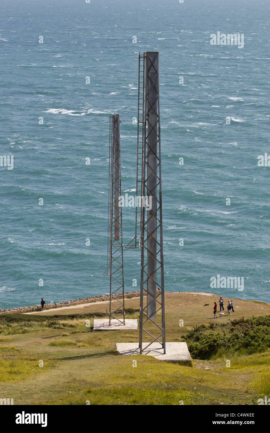 Ship Speed Trial Timing Masts near Anvil Point Lighthouse Swanage UK ...