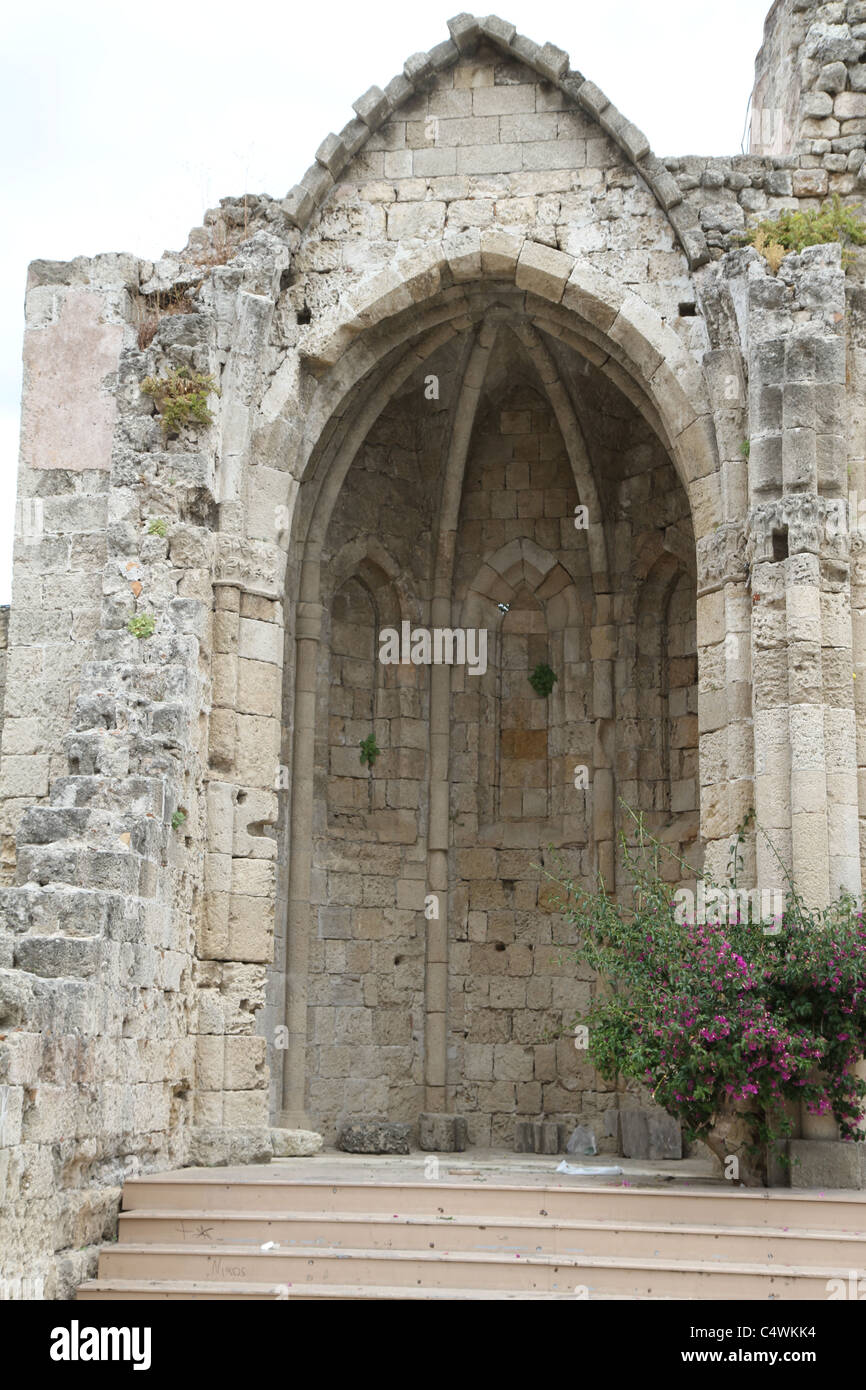 Romanic basilica ruins, old town of Rhodes, Greece Stock Photo - Alamy