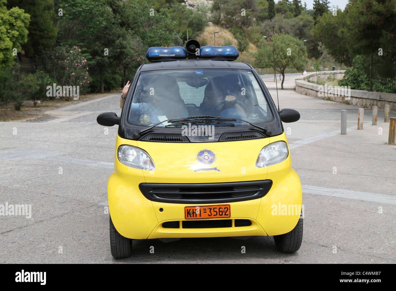 Police car near Acropolis in Athens, Greece Stock Photo - Alamy