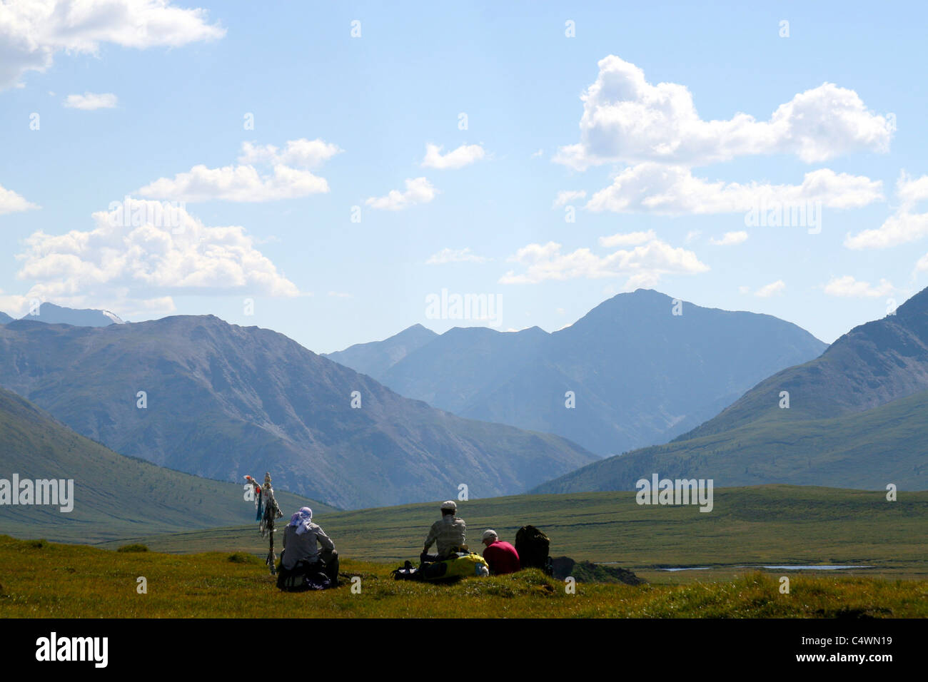 Hiking across the Atlai Mountains Stock Photo - Alamy