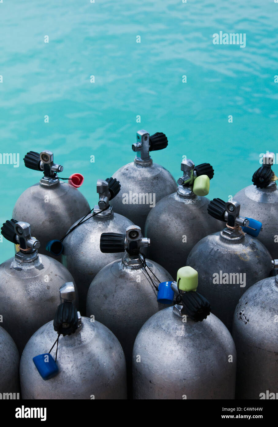 Aruba,oxygen tanks with water Stock Photo - Alamy