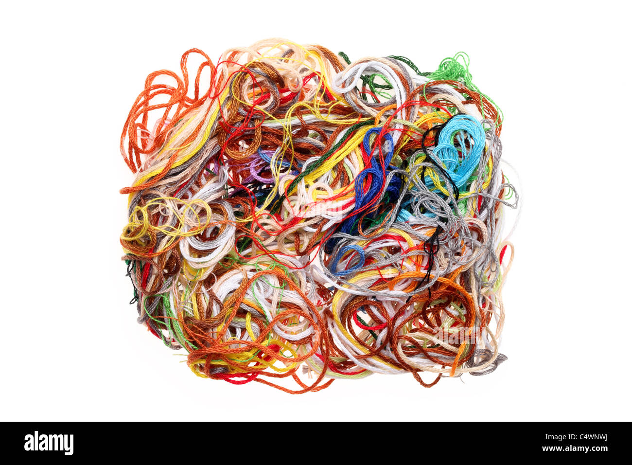 Entangled threads isolated on white background Stock Photo - Alamy