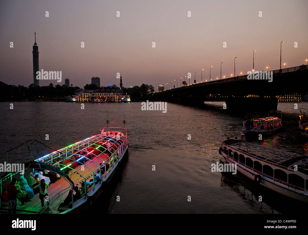 nile riverside and bridge in cairo egypt Stock Photo - Alamy