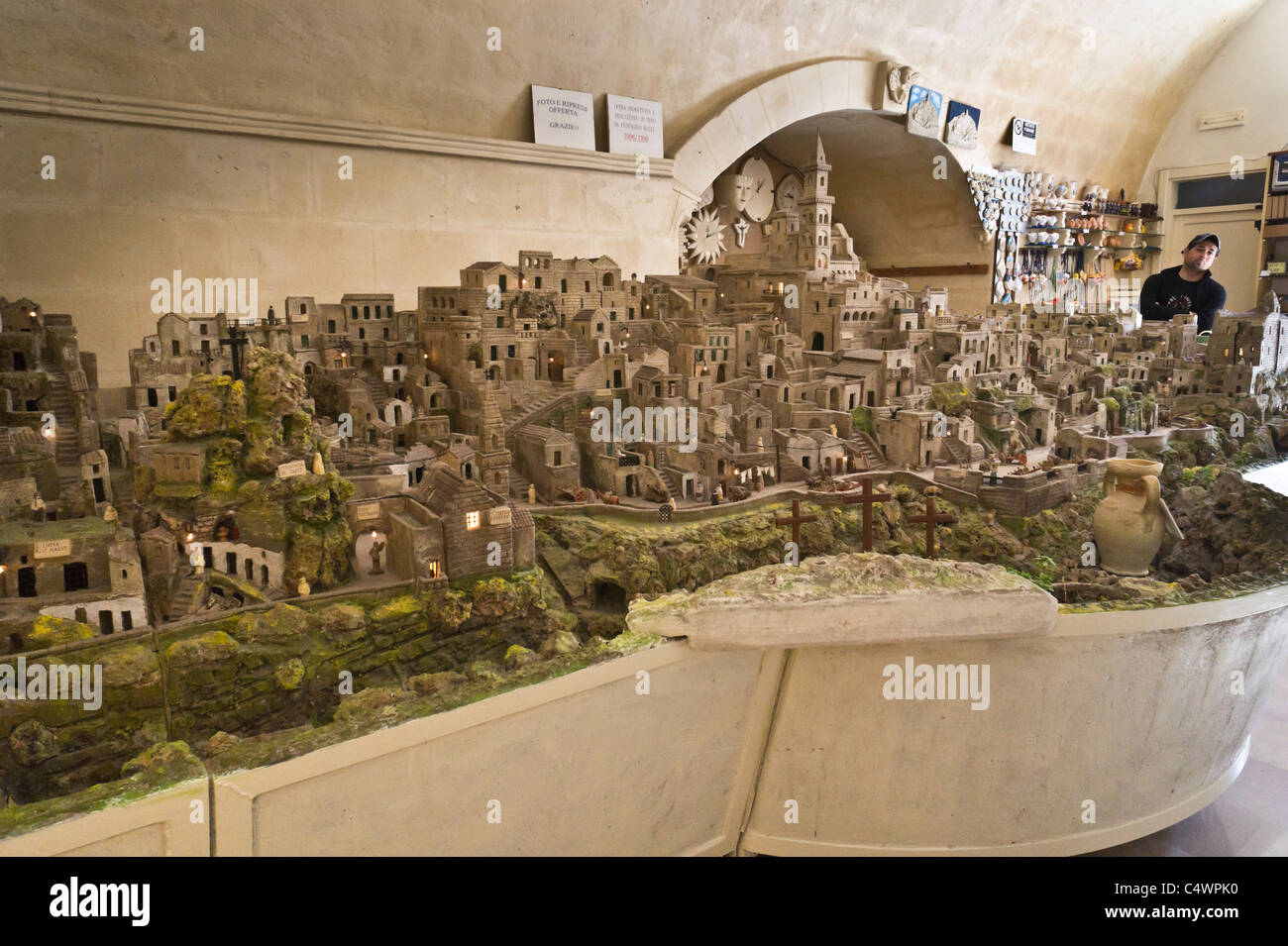 Italy - the Sassi of Matera. Tufa rock model of the sassi - a popular ...