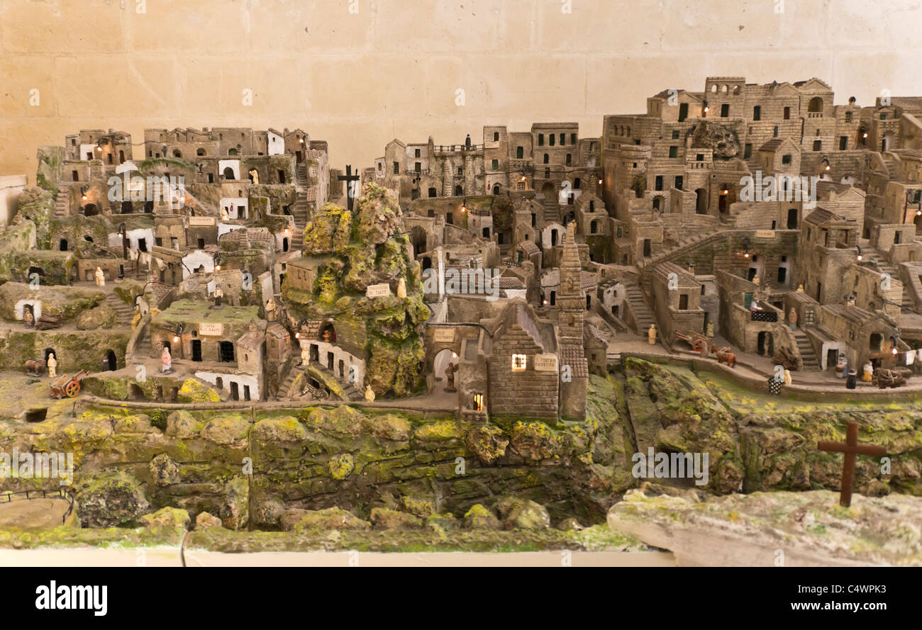 Italy - the Sassi of Matera. Tufa rock model of the sassi - a popular ...