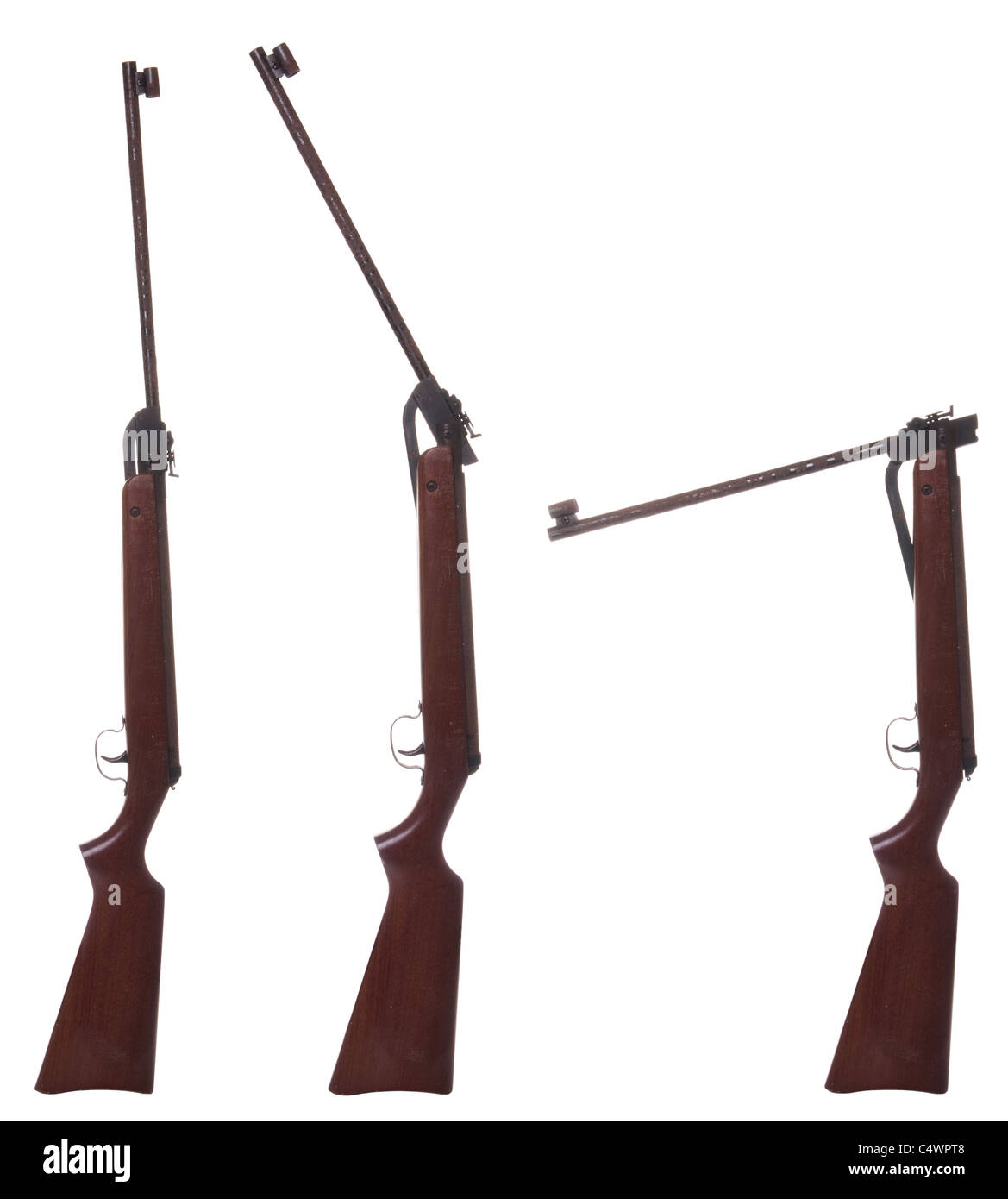 set of a rusty pneumatic air rifle isolated on white background Stock ...