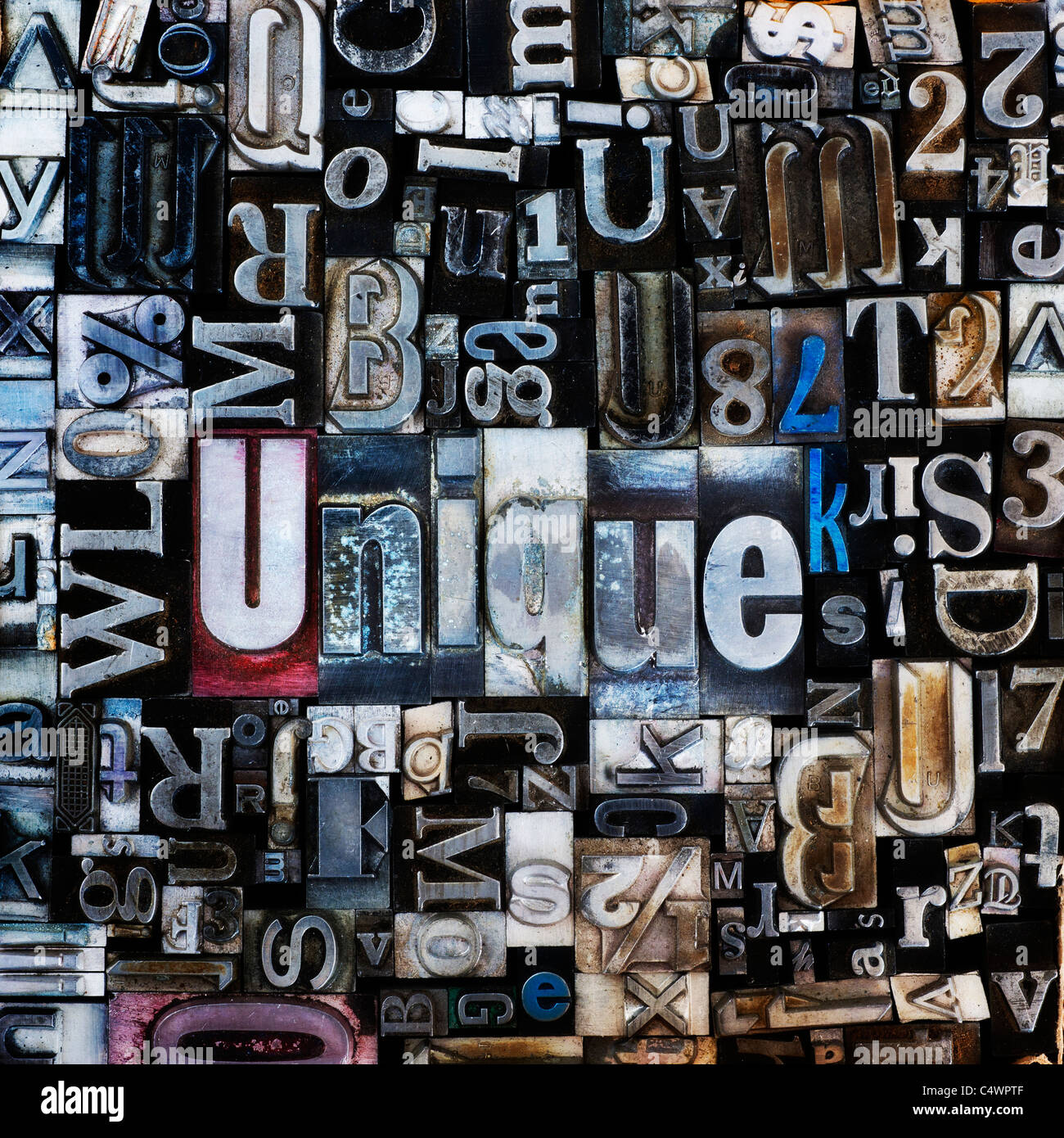 Composition of letterpress blocks Stock Photo - Alamy