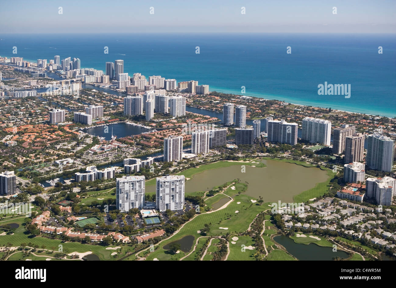 USA,Florida,Miami cityscape as seen from air Stock Photo - Alamy