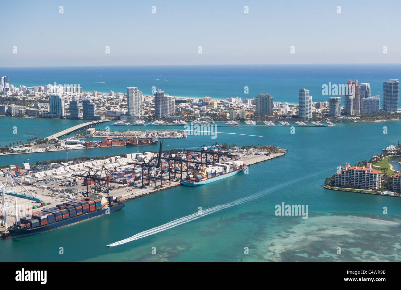 USA, Florida, Miami, Cityscape with coastline Stock Photo - Alamy