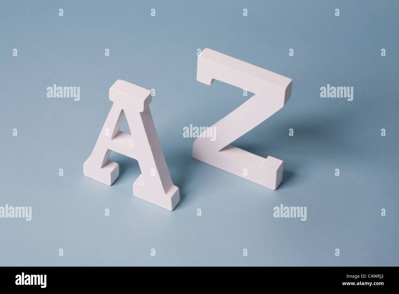 A and Z 3d letters on blue background Stock Photo - Alamy