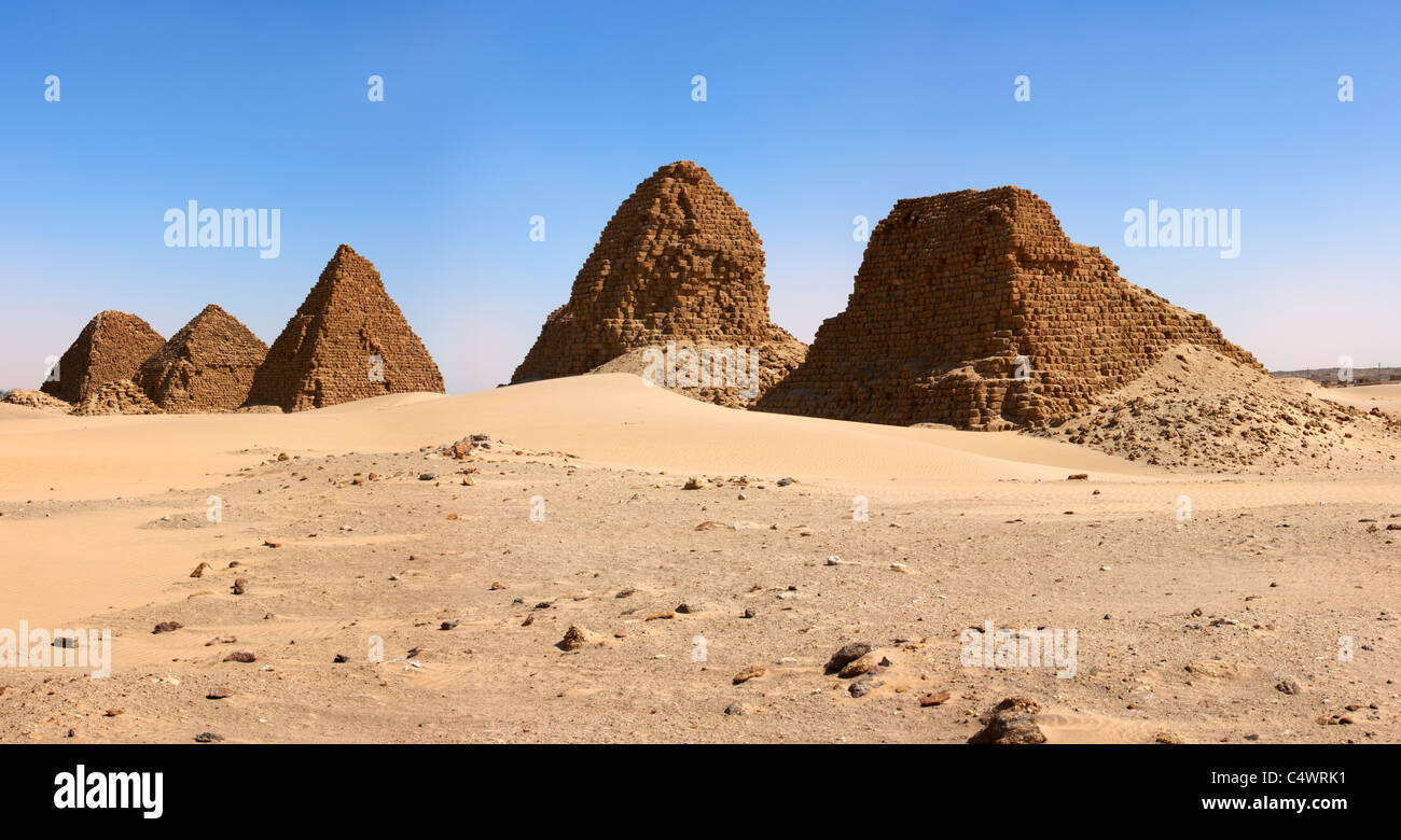 The Pyramids at Nuri Panorama, Northern Sudan, Africa Stock Photo - Alamy