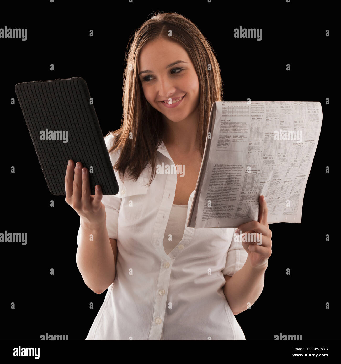 Hiding behind newspaper hi-res stock photography and images - Alamy
