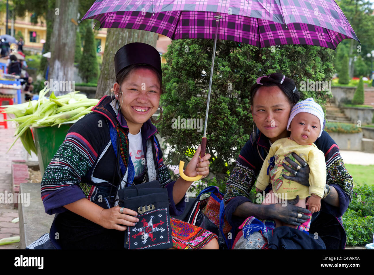Two females of Black Hmong Ethnic Minority People in Vietnam Stock ...