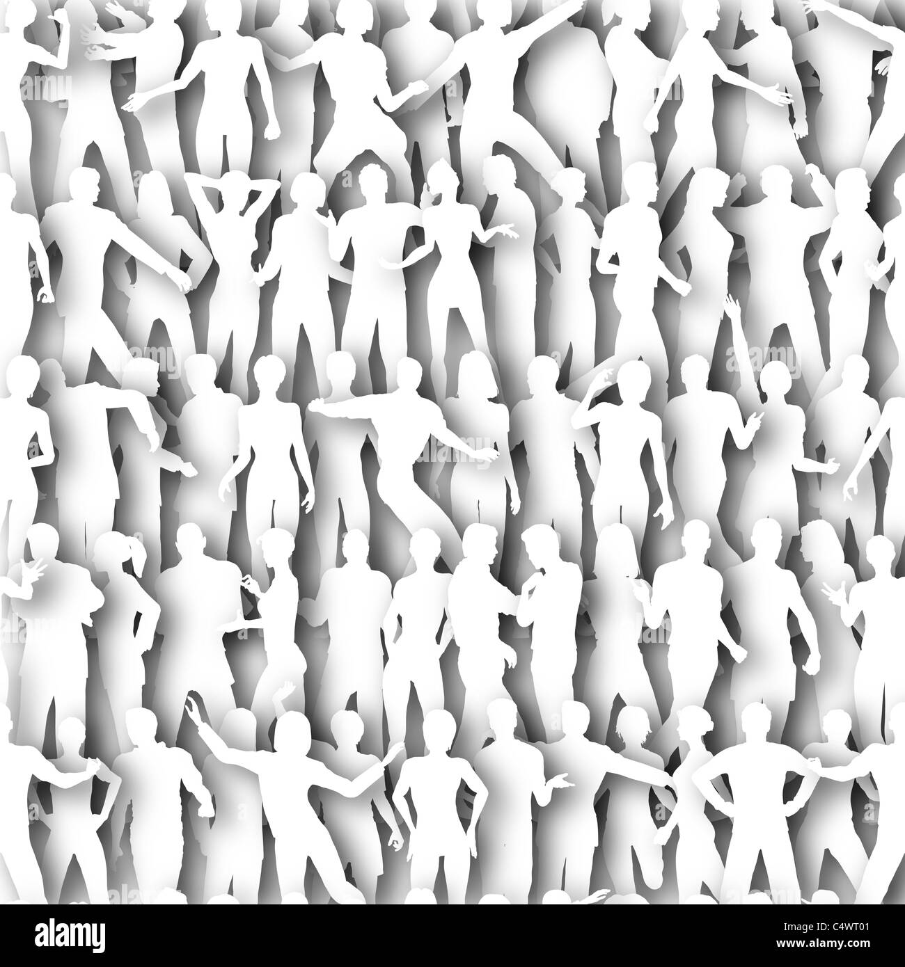 Illustration of white cutout people outlines with drop shadows Stock ...