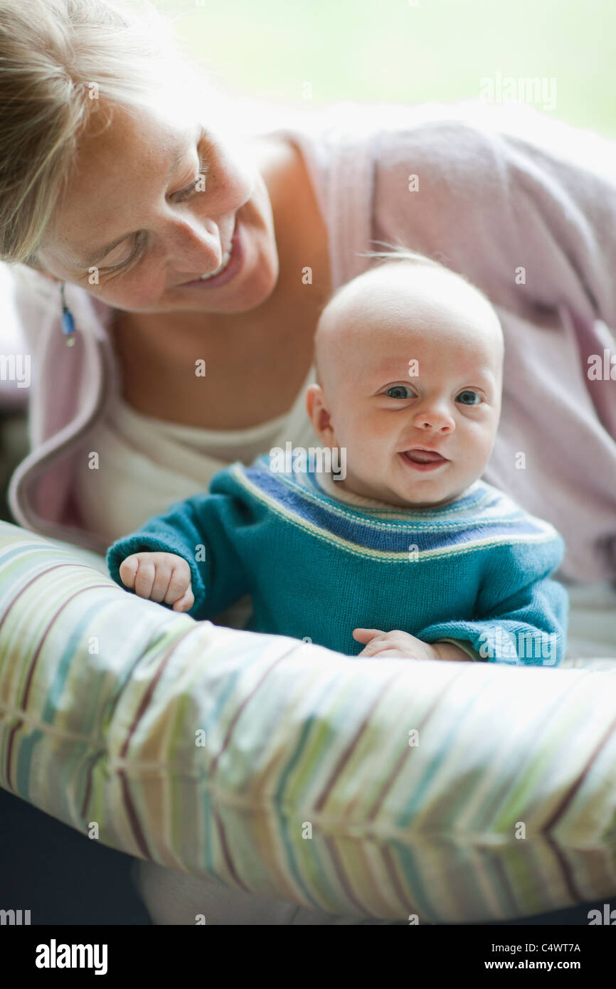USA, Montana, Whitefish, Mother with baby boy Stock Photo - Alamy