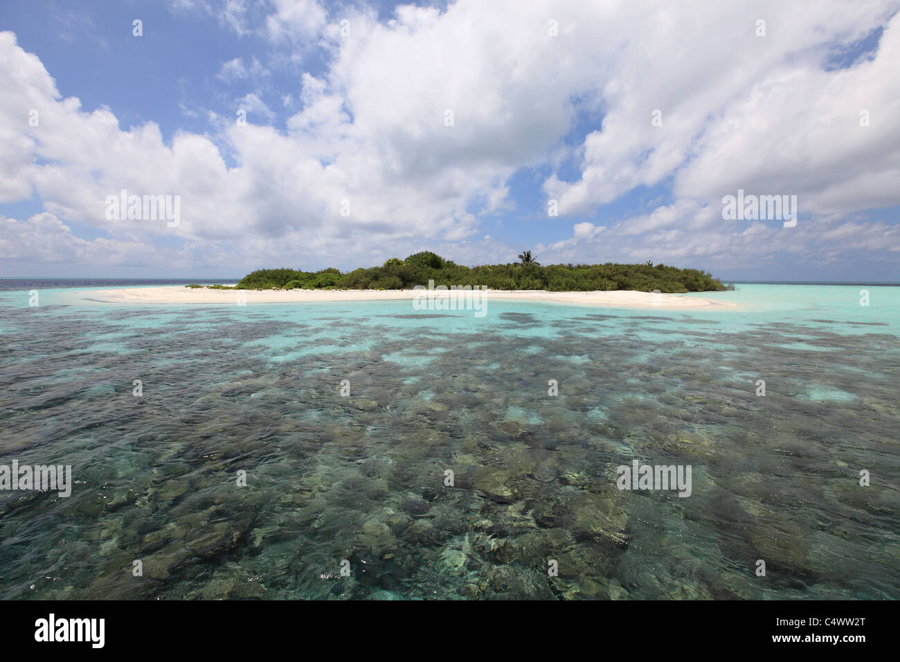Deserted island with a view of the coral reef Stock Photo - Alamy