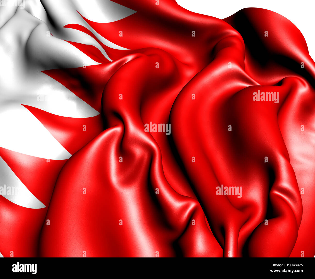 Flag of Bahrain against white background. Close up Stock Photo - Alamy