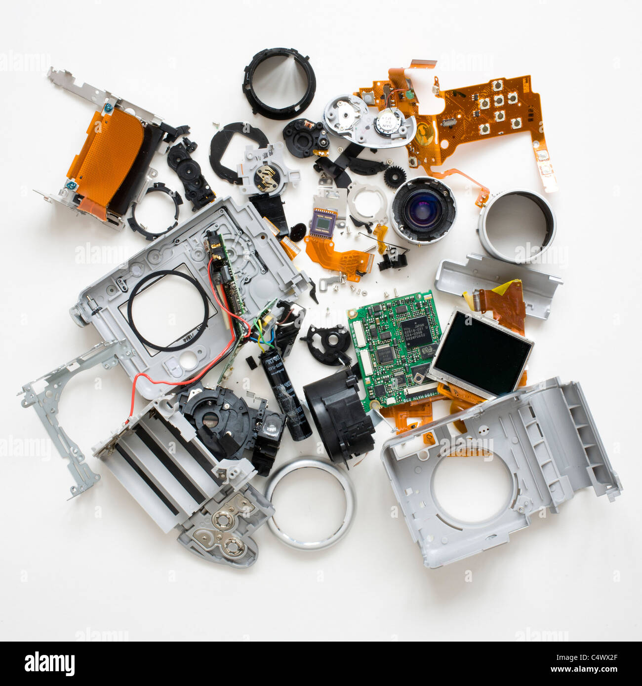 Disassembled broken compact camera Stock Photo - Alamy