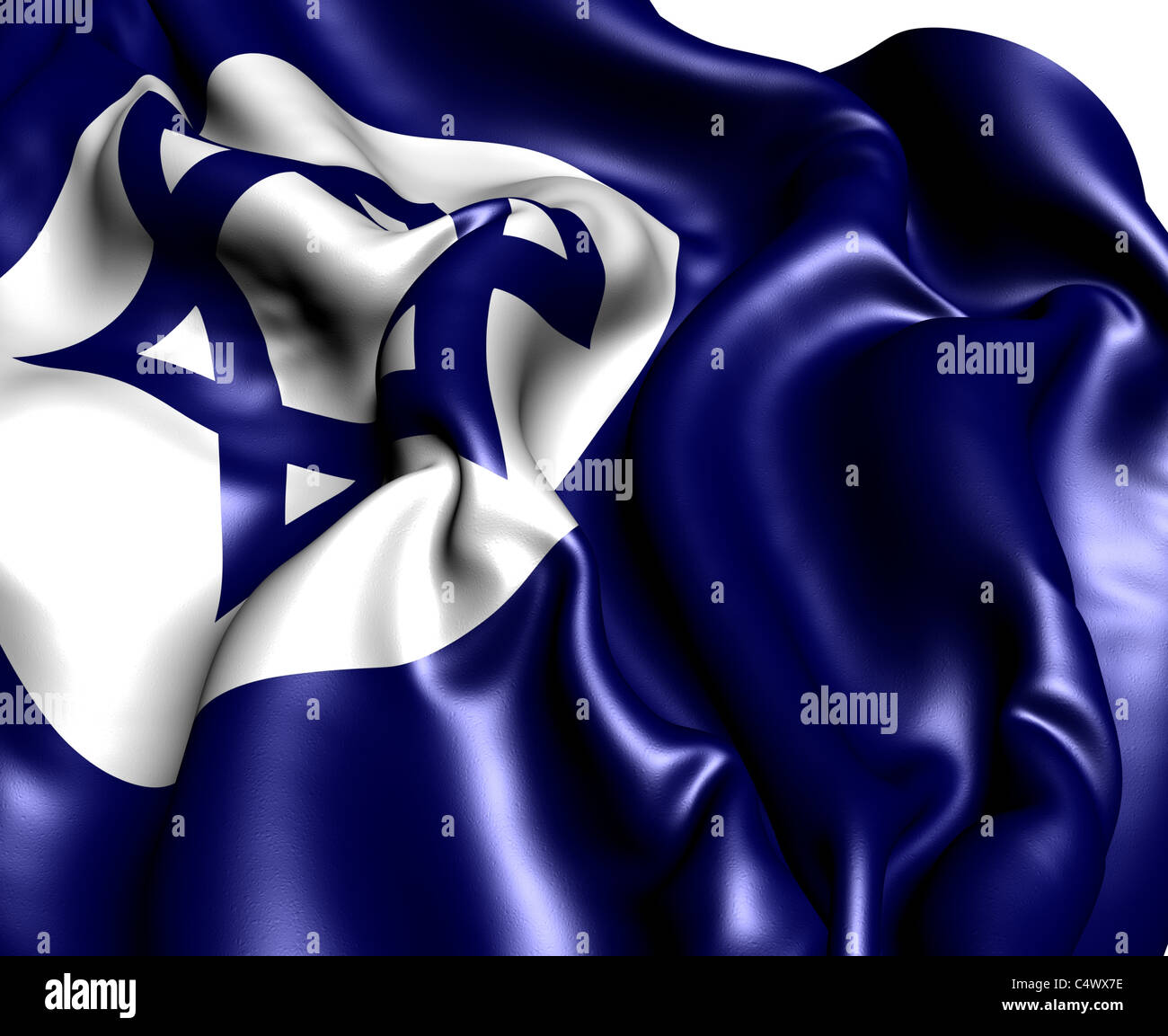 Civil Ensign of Israel against white background. Close up Stock Photo ...