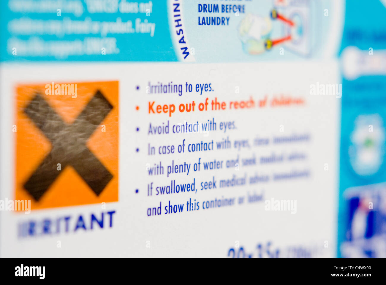 Soap powder warning label hi-res stock photography and images - Alamy