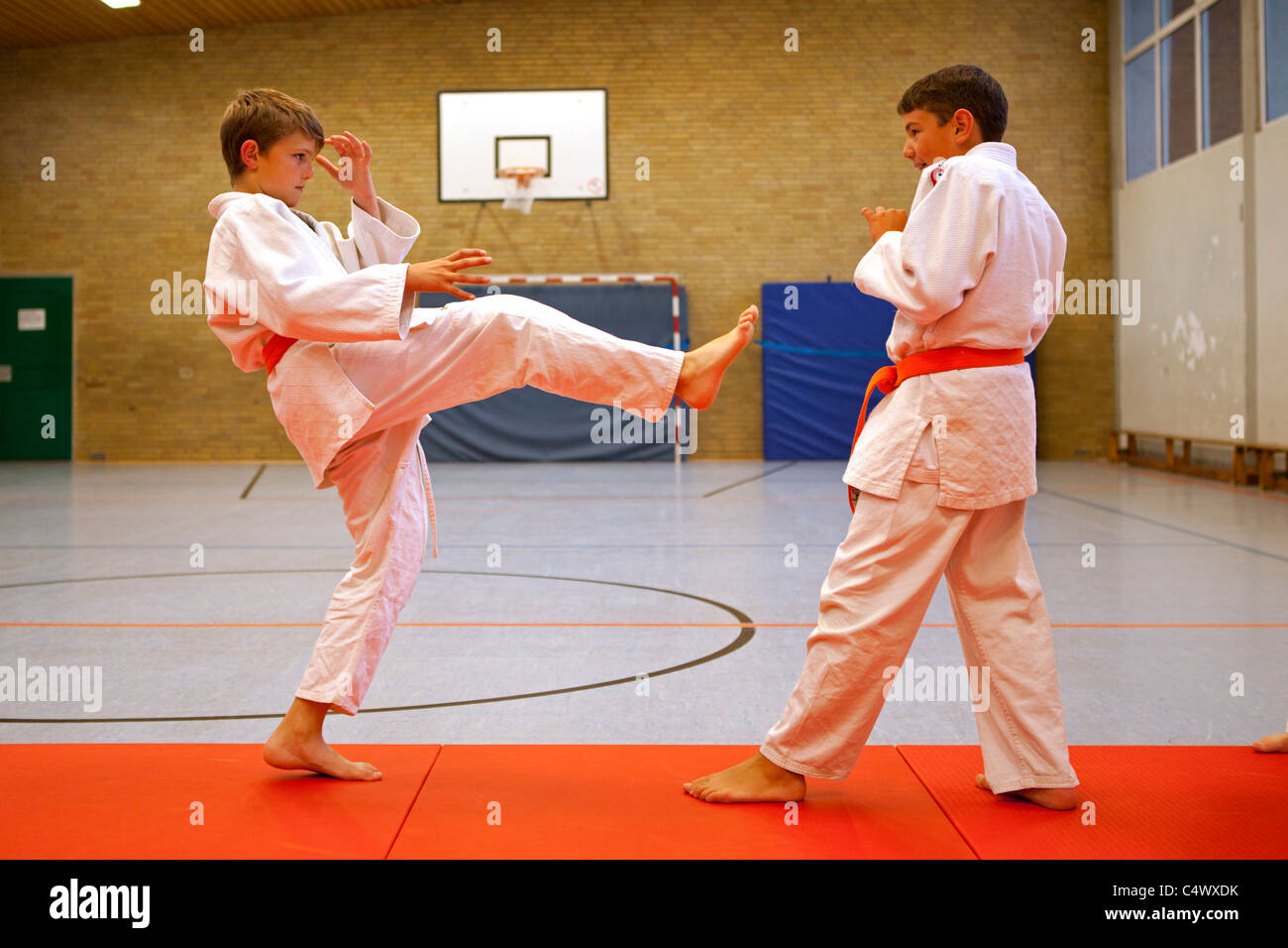 young boys practicing jujitsu Stock Photo - Alamy