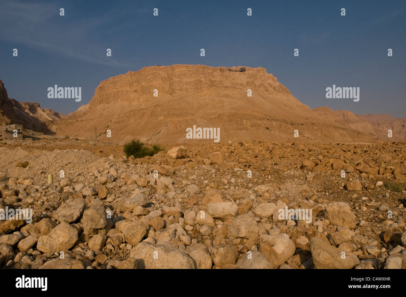 Scenic view of Masada rock plateau national park on the eastern edge of ...