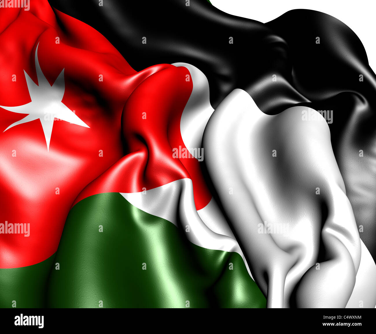 Flag of Jordan against white background. Close up Stock Photo - Alamy