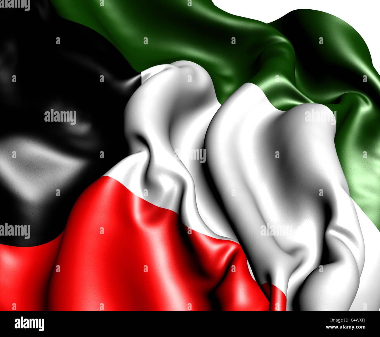 Flag of Kuwait against white background. Close up Stock Photo - Alamy