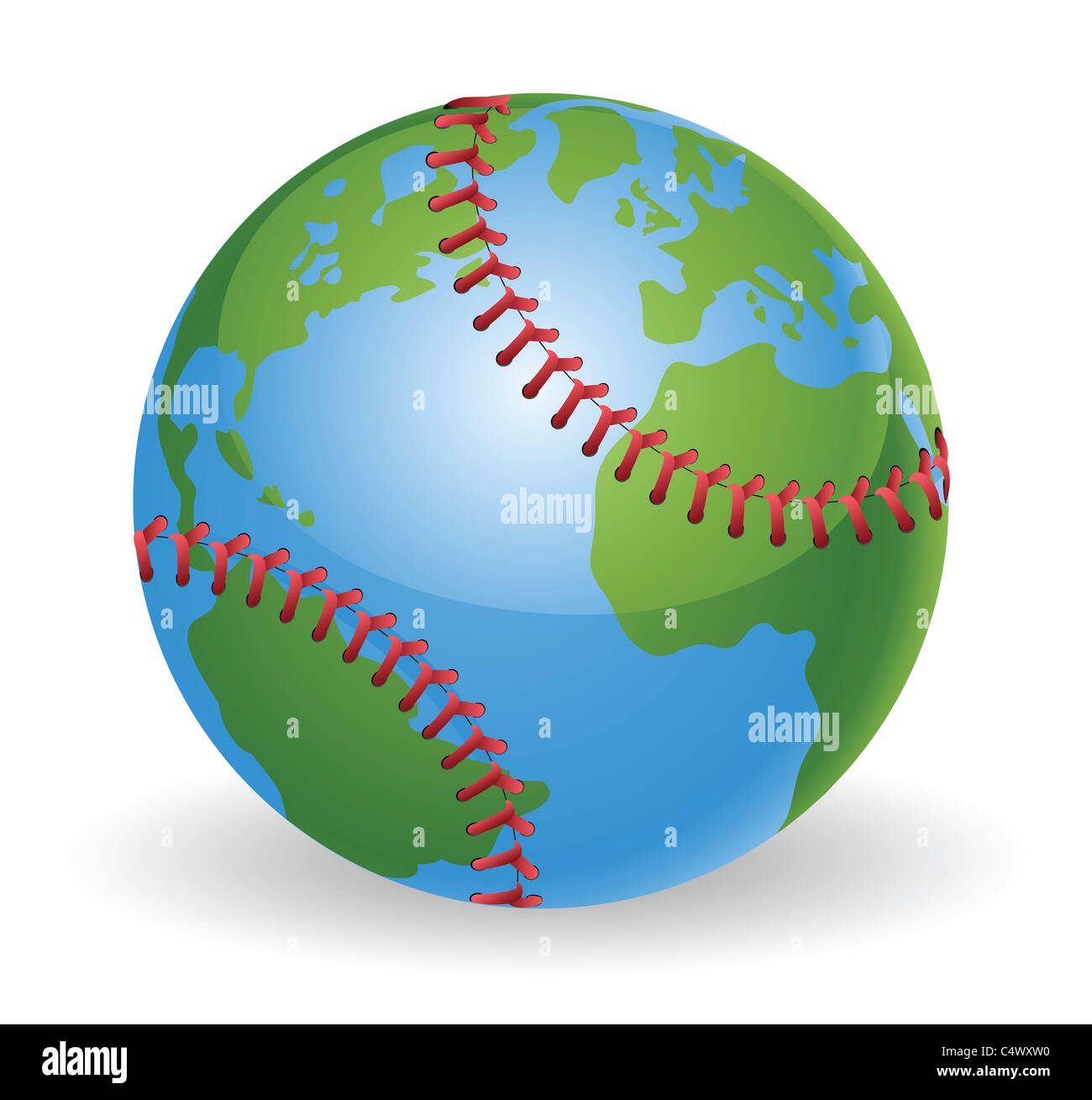 World globe baseball ball concept illustration Stock Photo - Alamy