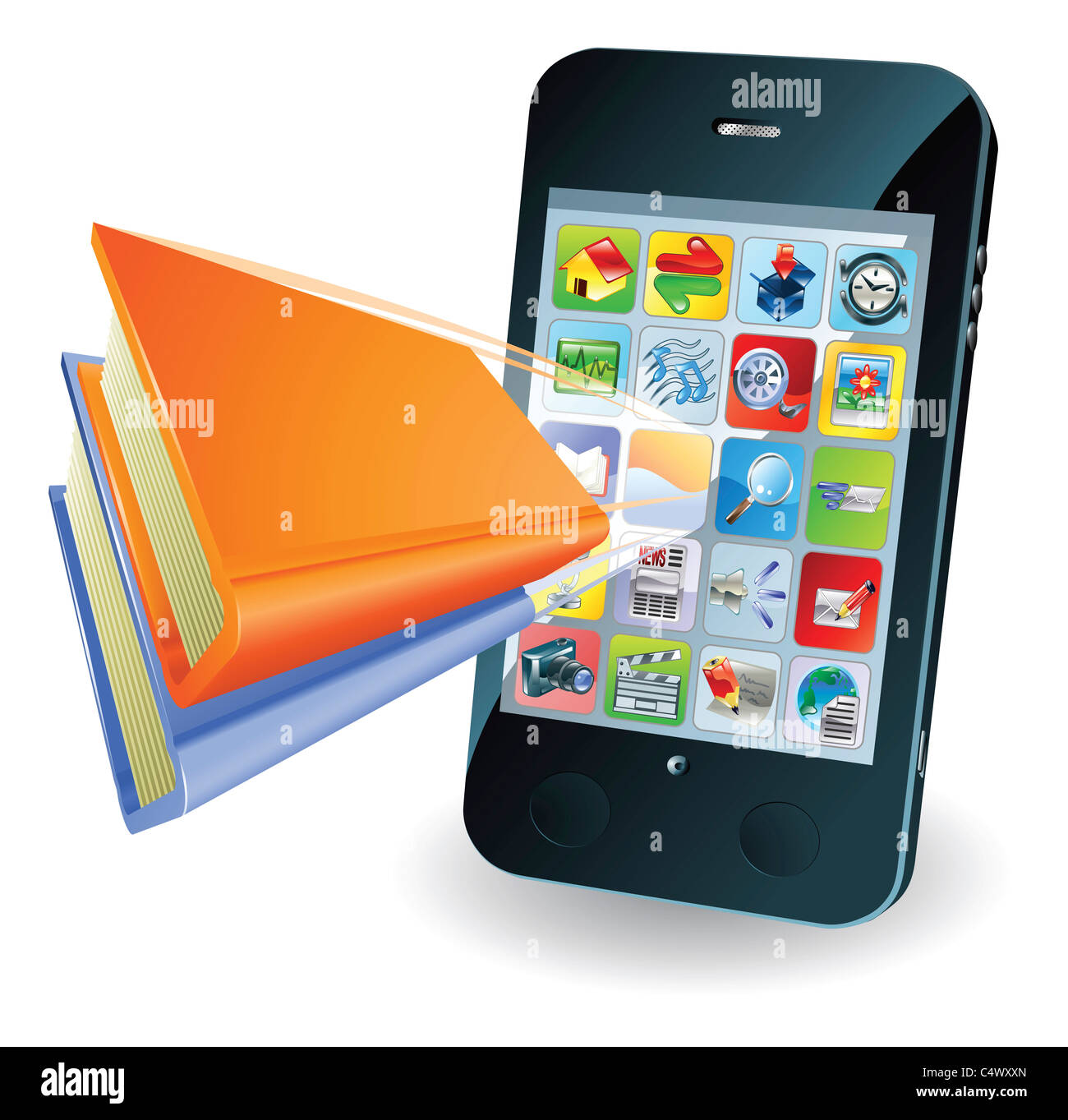 Smartphone book conceptual illustration Stock Photo - Alamy