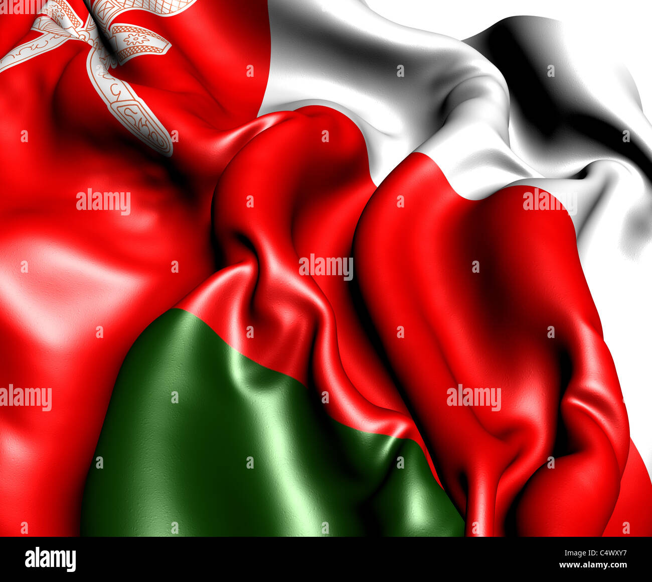 Flag of Oman against white background. Close up Stock Photo - Alamy