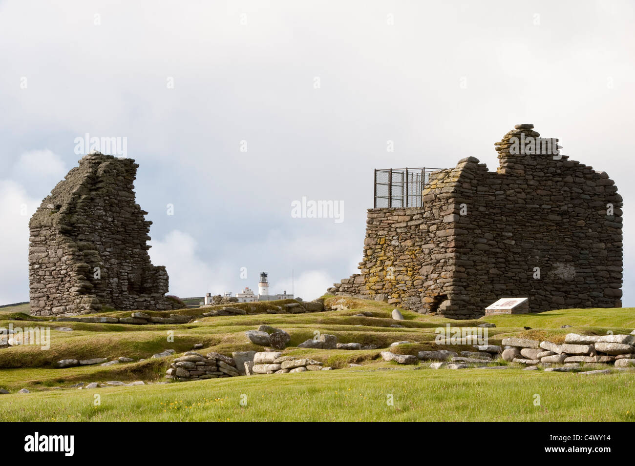 Jarlshof Prehistoric and Norse Settlement with Sumburgh Lighthouse in ...