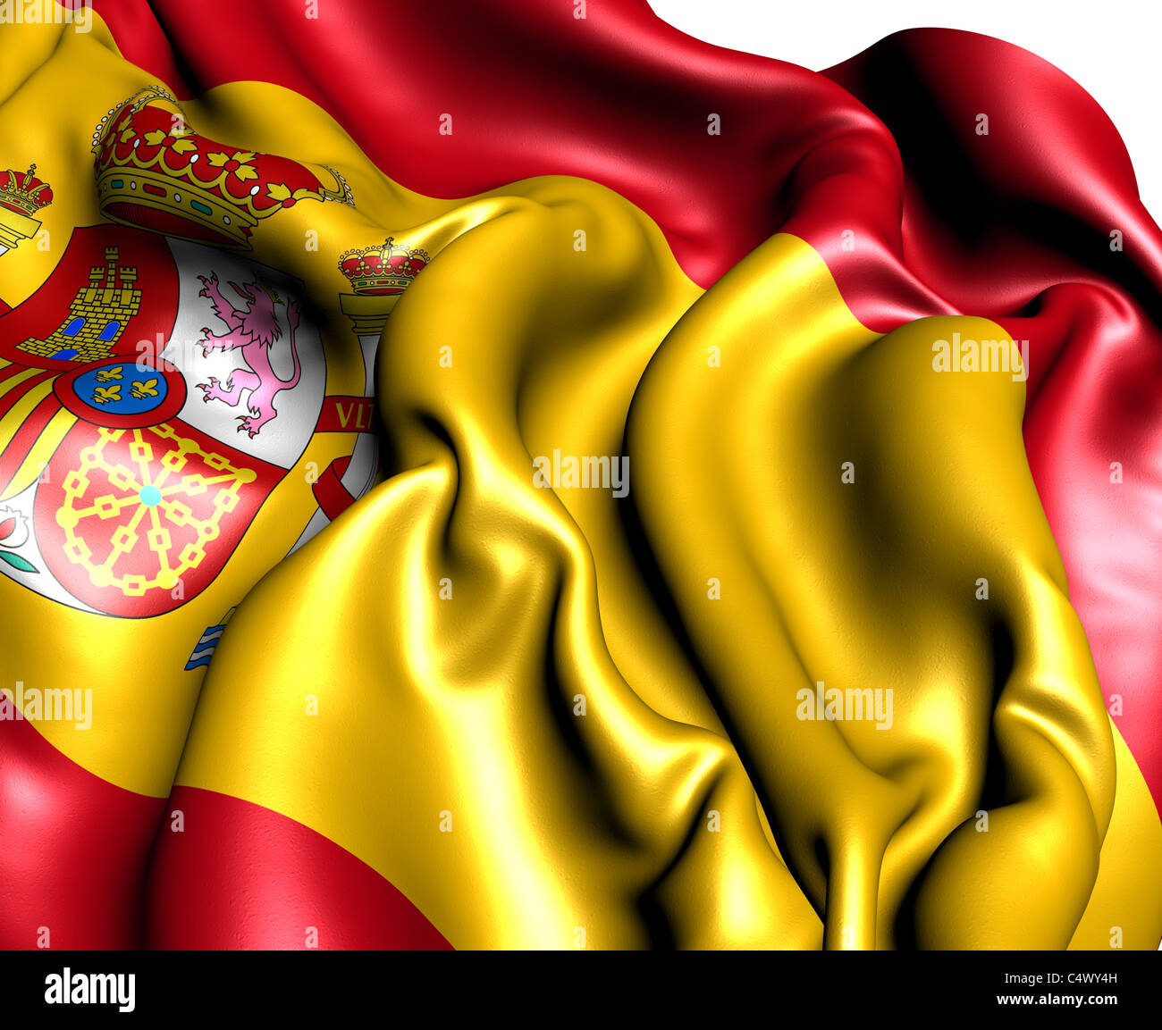 Flag of Spain against white background. Close up Stock Photo - Alamy
