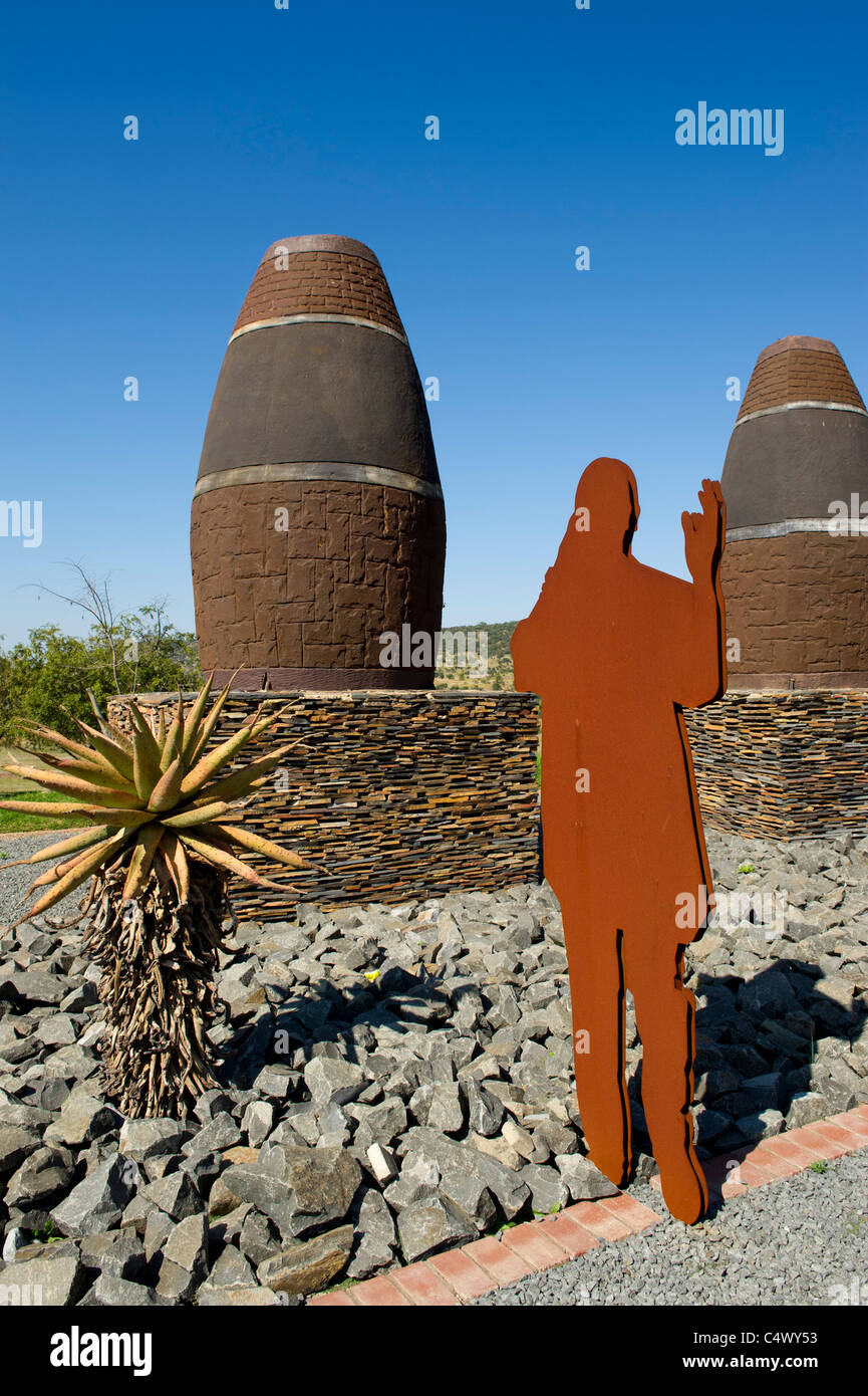 Roadside decorations marking the entrance of the town of Ladysmith ...