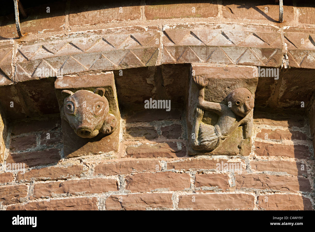 Grotesque corbels on kilpeck church hi-res stock photography and images ...