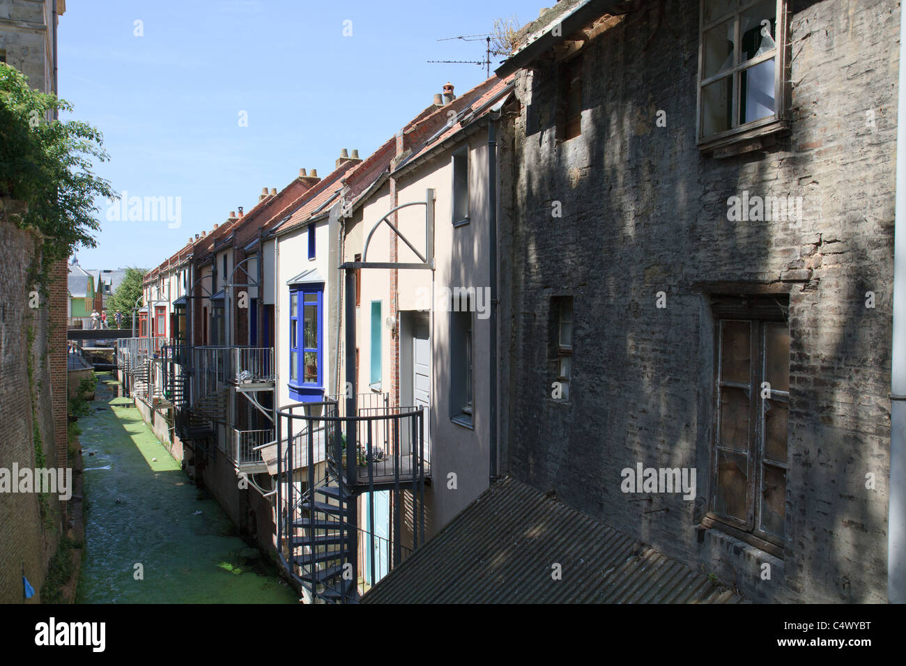 Old houses along a canal in Amiens, France Stock Photo - Alamy