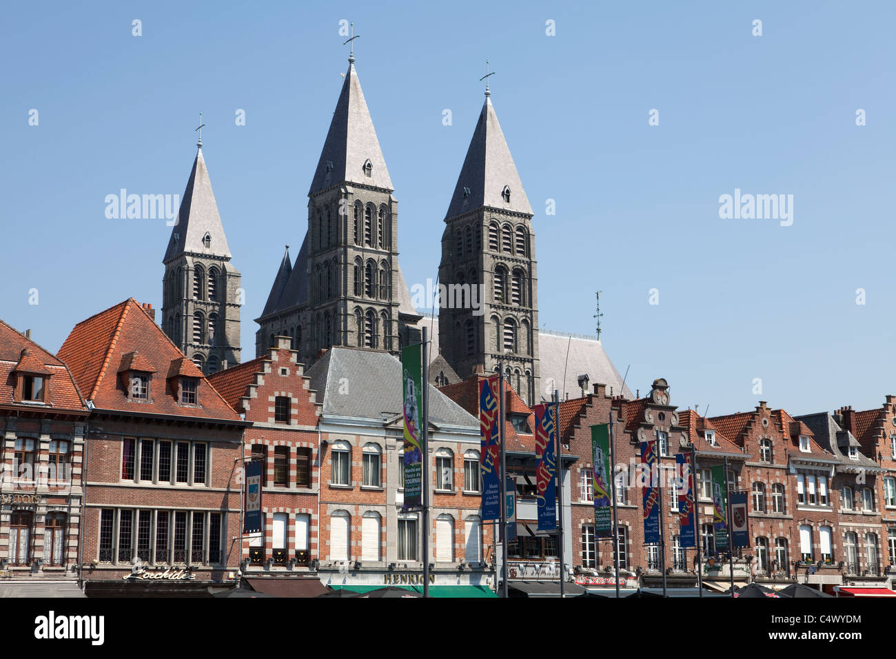 Cathedral Notre Dame de Tournai, Grand Place, Tournai, Hainaut ...