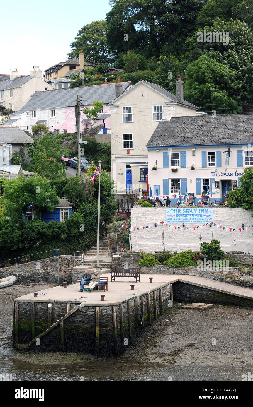 View from South West Coast Path in Devon and waterfront village of Noss ...