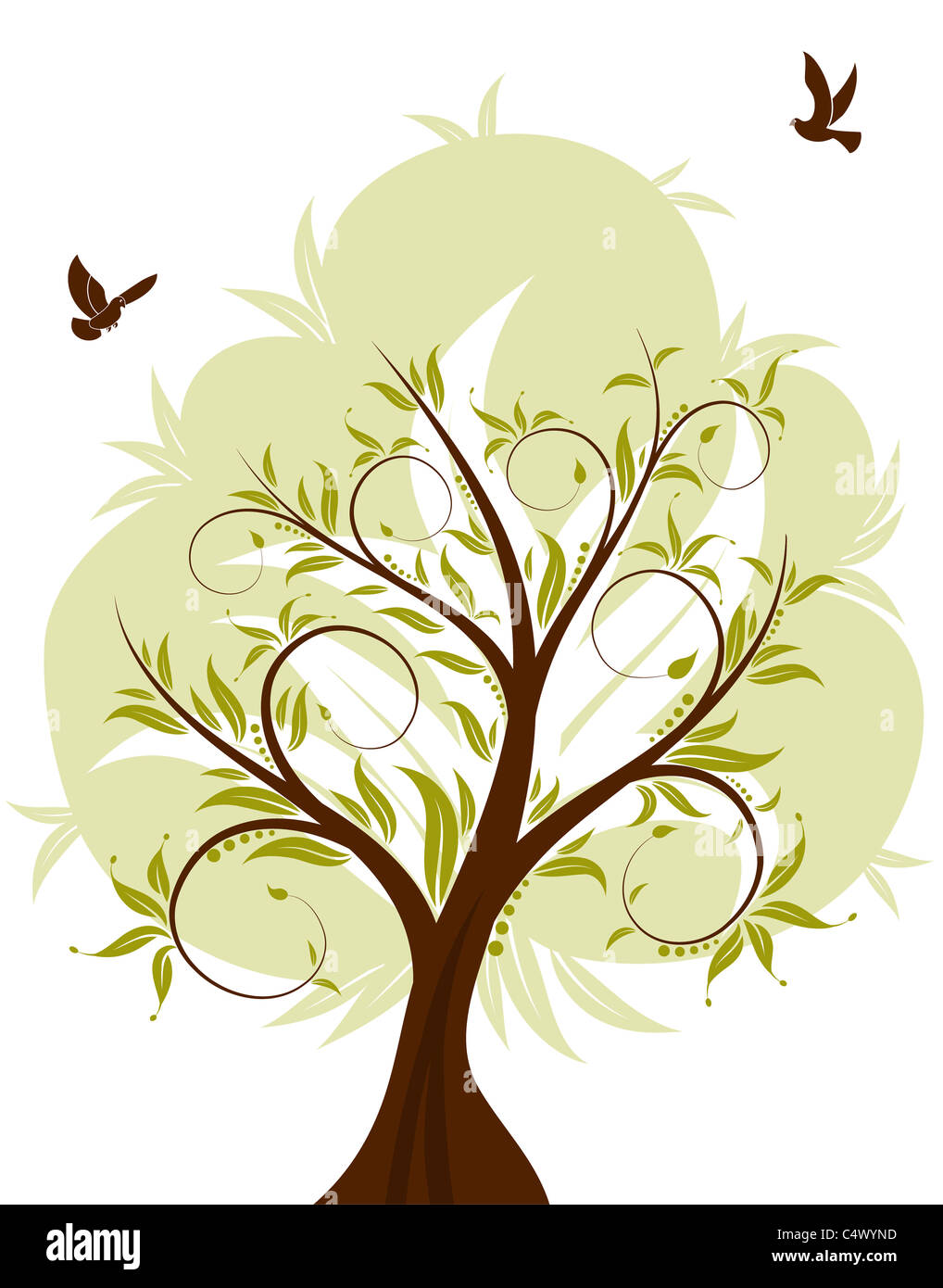 Background with Tree and bird, element for design, vector illustration ...