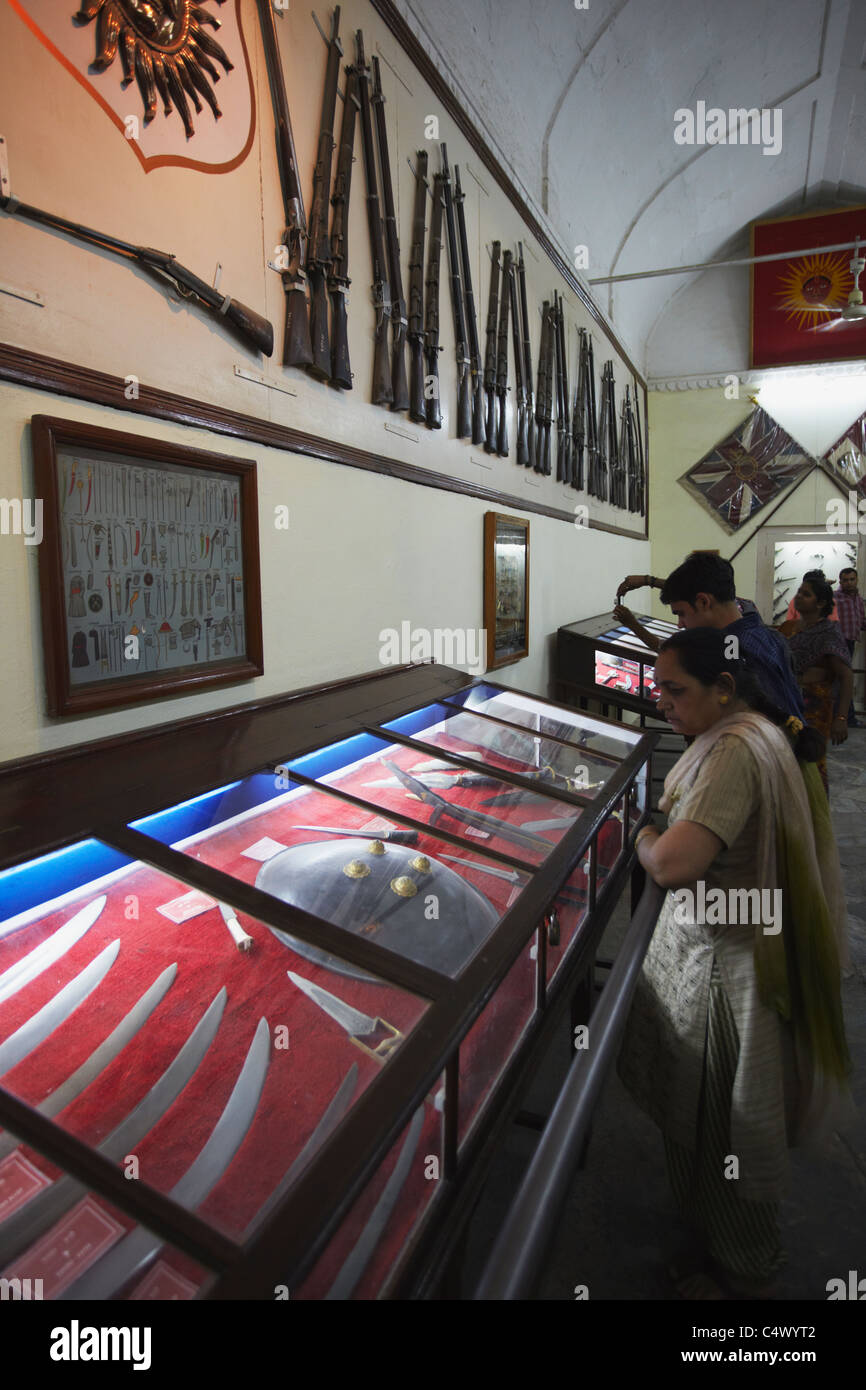 Display of weapons inside City Palace Museum, Udaipur, Rajasthan, India ...