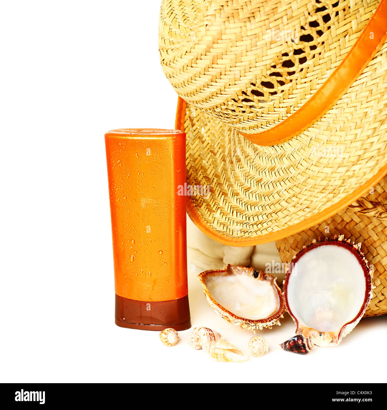 Beach items isolated on white background conceptual image of summertime ...